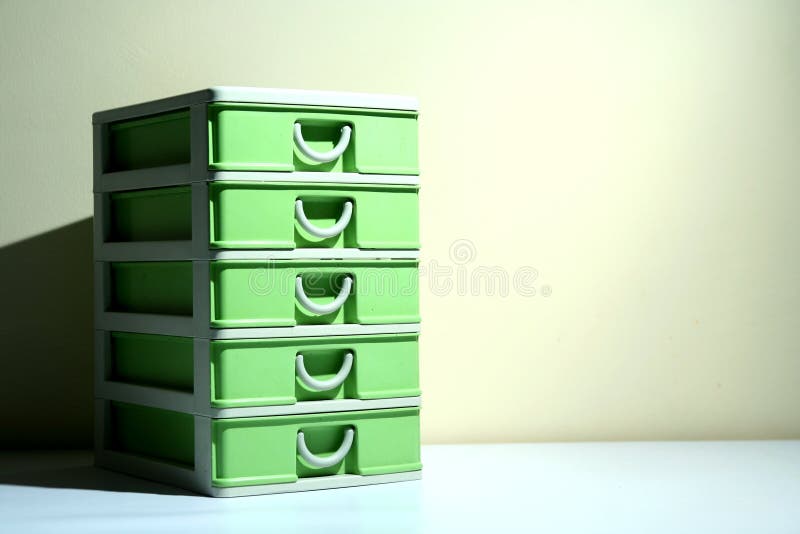 Green Plastic Home Organizer Drawer Stock Photo - Image of shelf ...