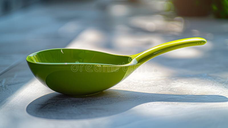 Green Plastic Ladle with Shadow on a Sunlit Surface. Stock Photo ...