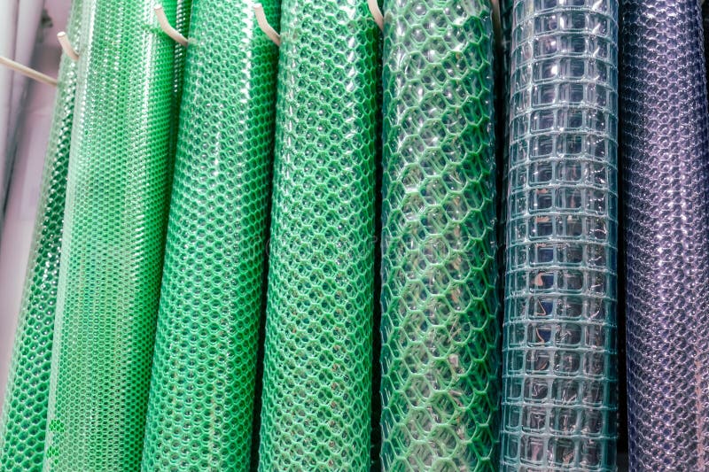 Green Plastic Mesh As Hanging Roll To Prepare for Sale Stock Photo ...