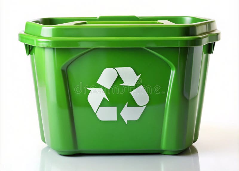 Green Plastic Recycling Container with Recycle Logo and Recyclable ...