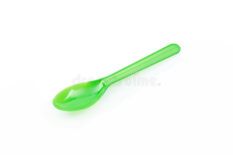 Green Plastic Spoon Isolated on White Background Stock Image - Image of ...