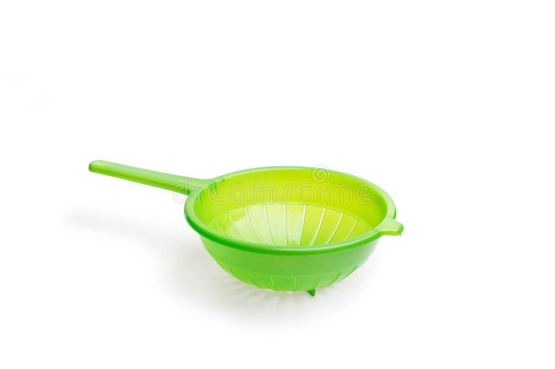 A Green Plastic Strainer on a White Background Stock Image - Image of ...