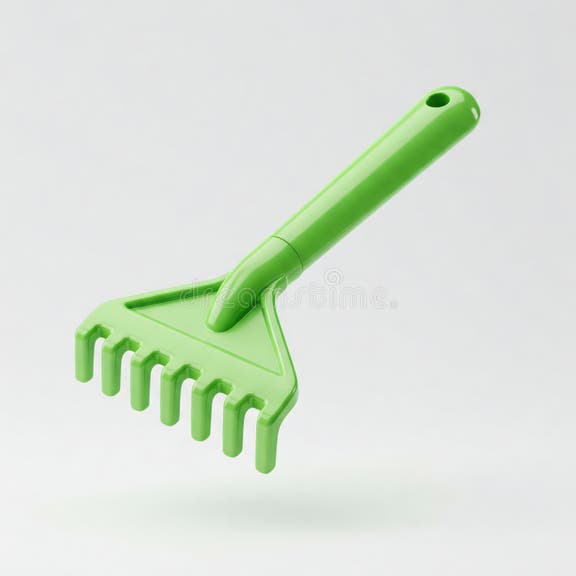 Green plastic toy rake stock image. Illustration of hand - 379923611