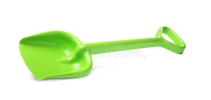 Green Plastic Toy Shovel Isolated on White Stock Photo - Image of ...
