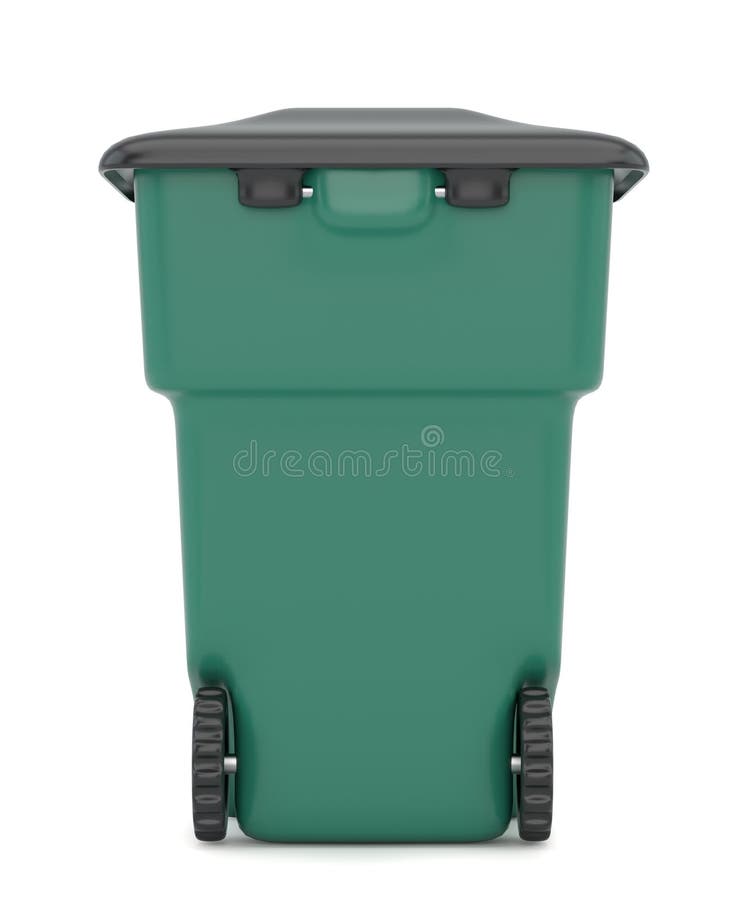 Green Plastic Trash Recycling Container. 3d Rendering Stock ...