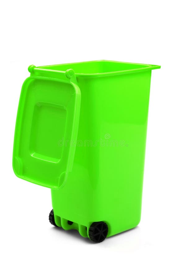 Green Plastic Waste Container or Wheelie Bin, Isolated on White Stock ...
