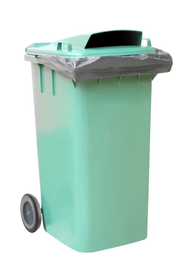 Green Plastic Waste Container Stock Photo - Image of rubbish, wheel ...