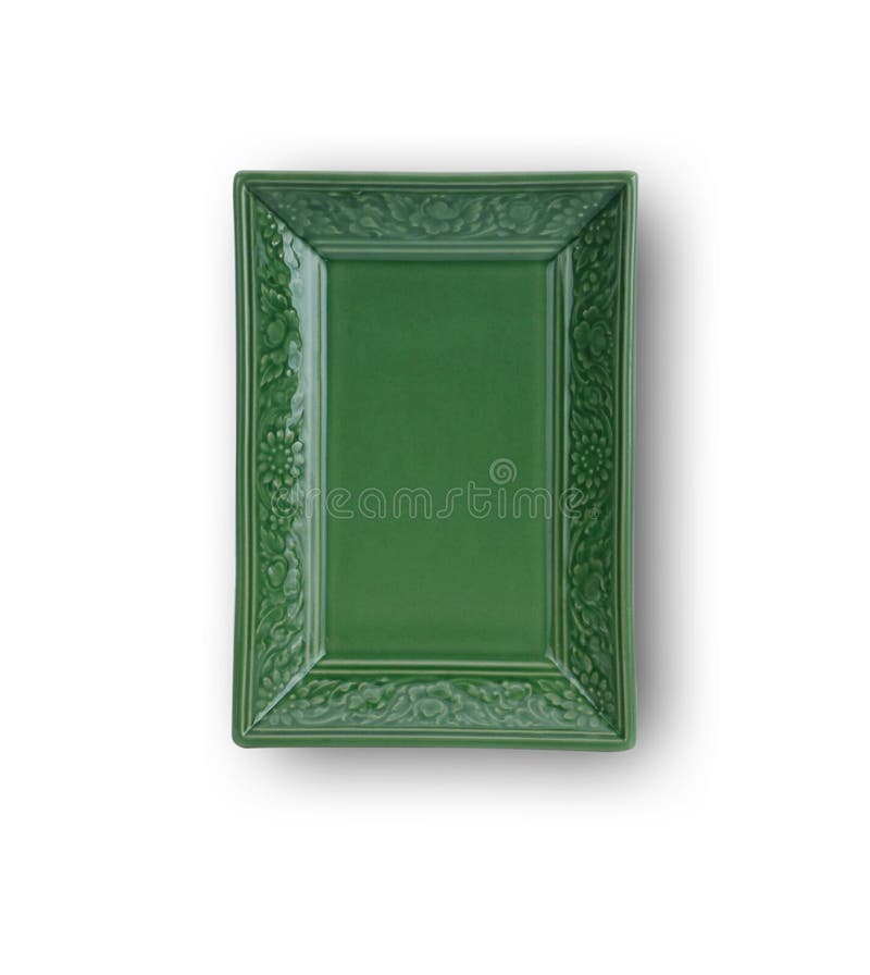 Green Plate Ceramic Isolated on White Stock Image - Image of porcelain ...