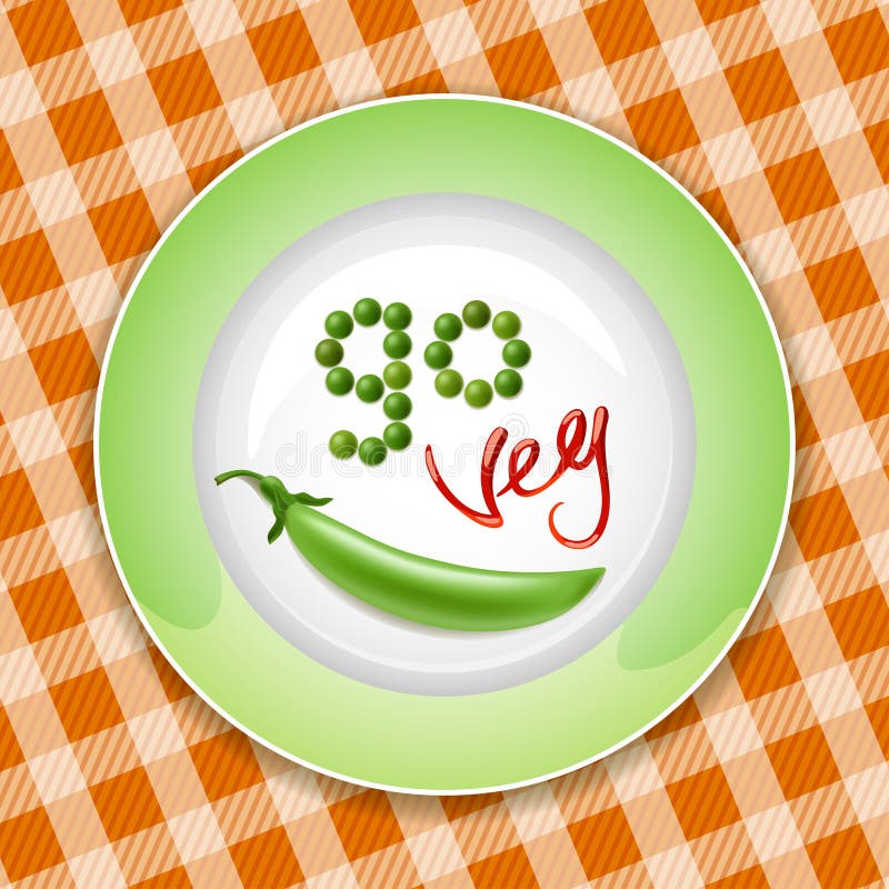 Green Plate for Raw Vegan Menu Stock Vector - Illustration of ...