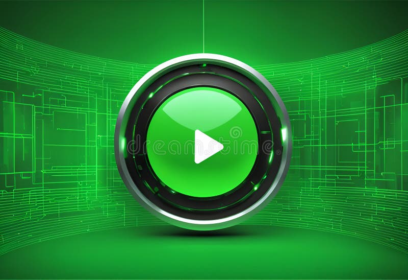 Green Play Button with a Glowing Effect Stock Illustration ...