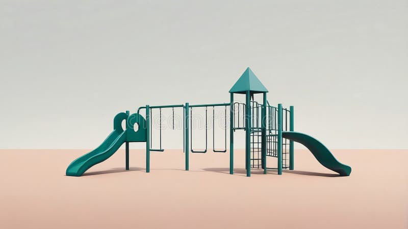 A Green Playground Set with a Slide Swings and a Climbing Structure ...
