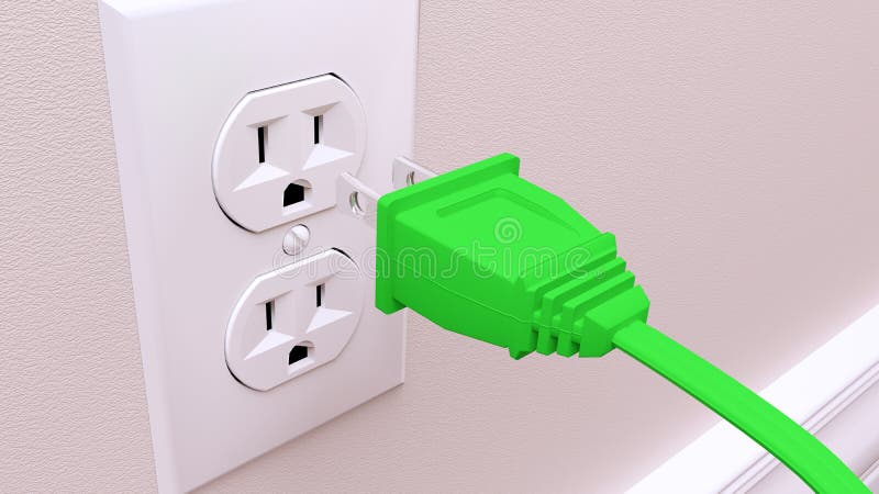 Green Electrical Plug Into Wall Outlet Stock Illustration ...