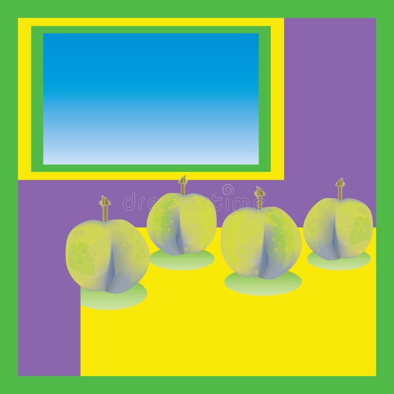 Green Plums stock vector. Illustration of nature, vegetarian - 58313449