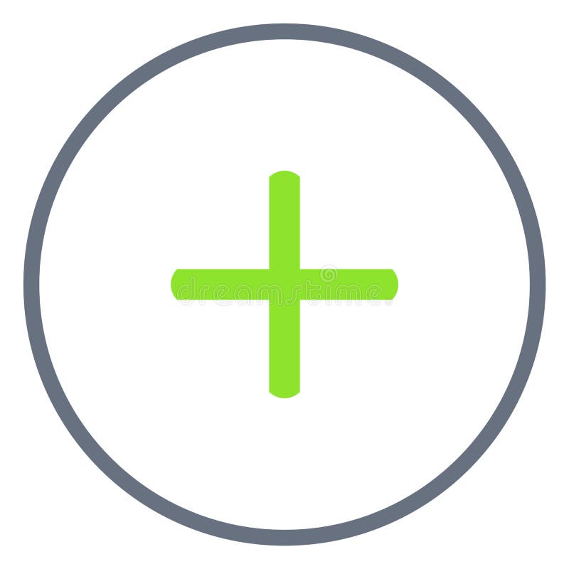 Grey Circle with Green Plus Symbol Stock Illustration - Illustration of ...