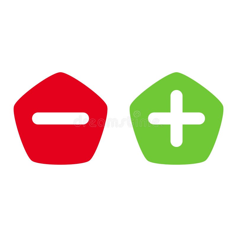 Green Plus and Red Minus Flat Vector Icon Stock Vector - Illustration ...