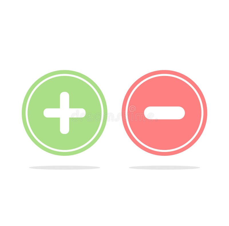 Green Plus Sign and Red Minus Sign. Circle Shape. Vector Illustration ...
