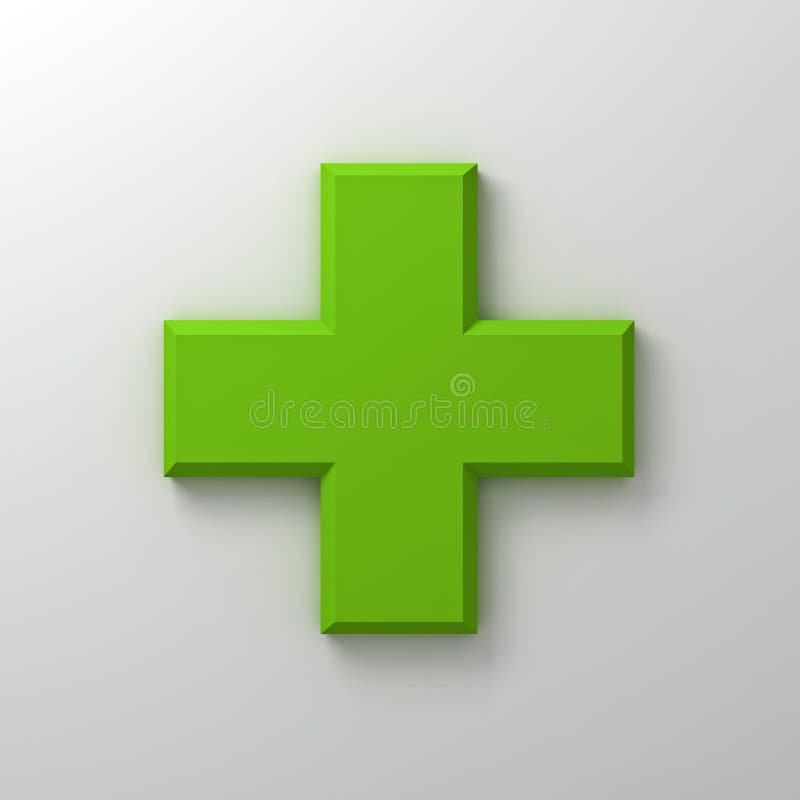 White Plus Sign with Green Check Mark Concept on White Stock ...