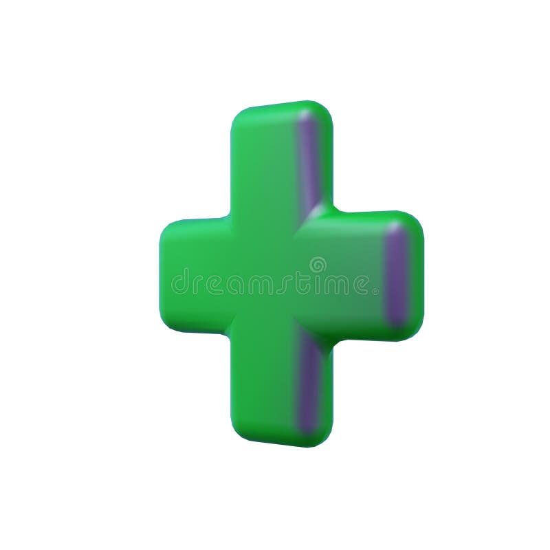 3d Green Plus Sign. Vector Illustration in Cartoon Style Stock Vector ...