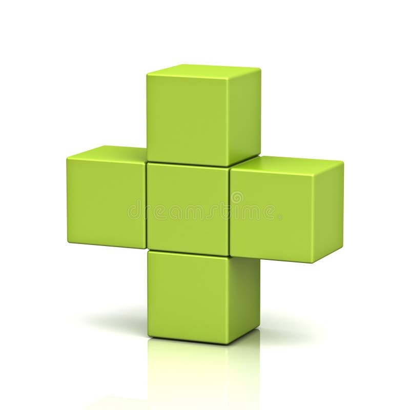 Green Plus Sign on White Background with Reflection Stock Illustration ...