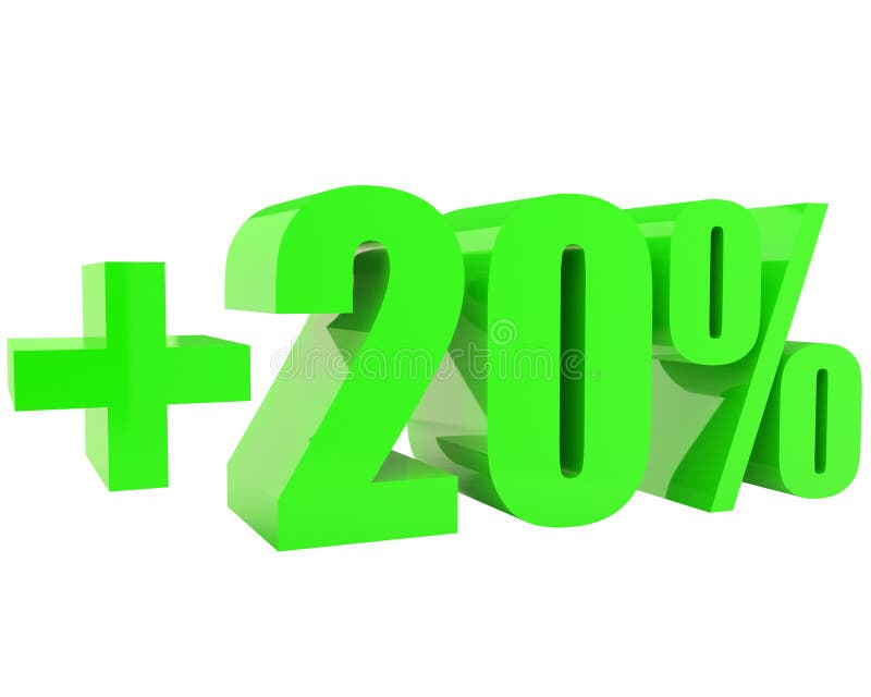 Green Plus Twenty Percents Isolated on White Stock Illustration ...