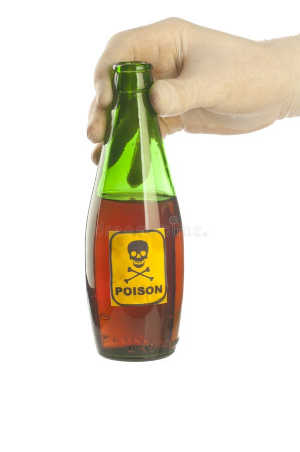 Green Poison Bottle with Skull and Crossbones on Hand Stock Image ...