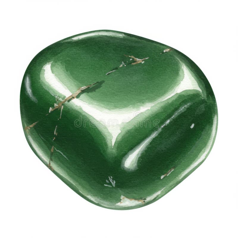 Green Polished Gemstone on White Background Stock Illustration ...