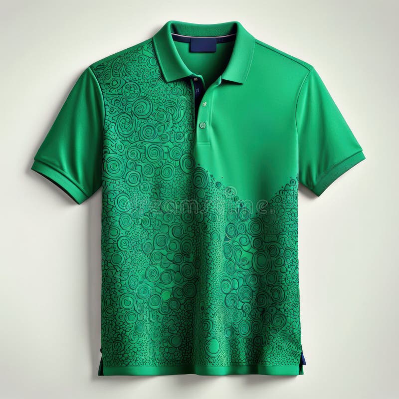 Green Polo Shirt with Abstract Pattern. Stock Illustration ...