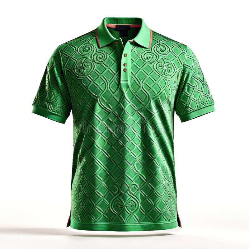 Green Polo Shirt with Embroidered Design. Stock Illustration ...