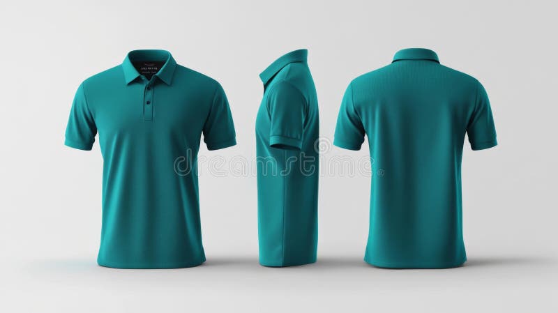 Green Polo Shirt Front Side and Back View - Generative AI Stock ...