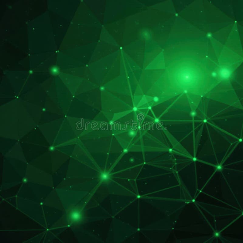 Green Polygon Network; Sleek Abstract Tech Backdrop, Illustration, Clean Stock Illustration ...
