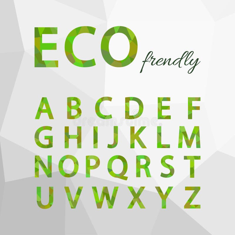 Green Polygonal Alphabet Set. Eco Friendly Style Stock Vector ...