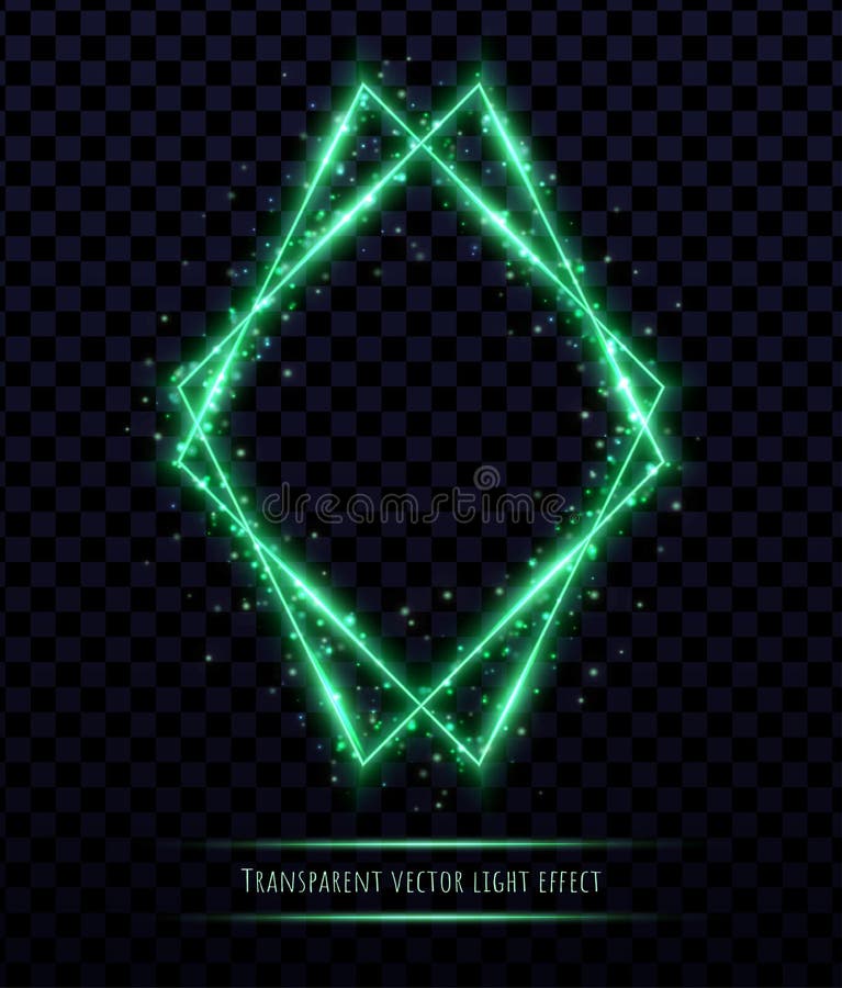 Green Polygonal Frame with Light Effects Isolated on Transparent ...