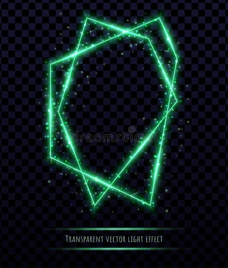 Green Polygonal Frame with Light Effects Isolated on Transparent ...