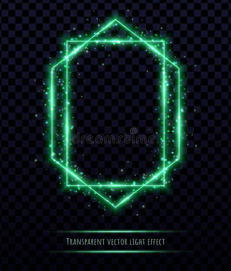 Green Polygonal Frame with Light Effects Isolated on Transparent ...