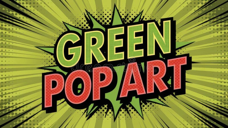 Green Pop Art Comic Book Background with Empty Space, Rays, and ...