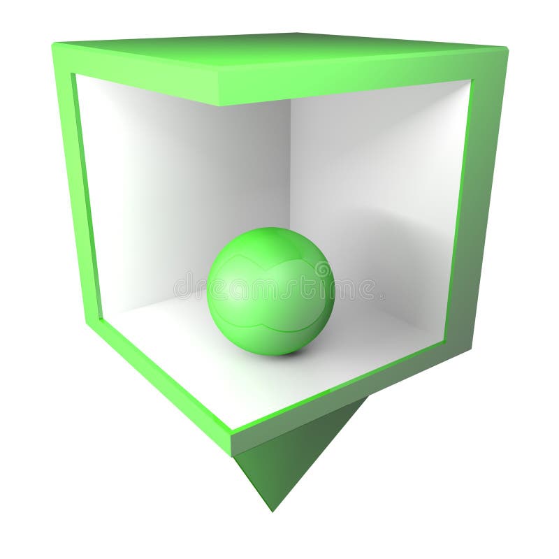 Green Positioning Box, with Green Sphere Inside, with White Internal ...