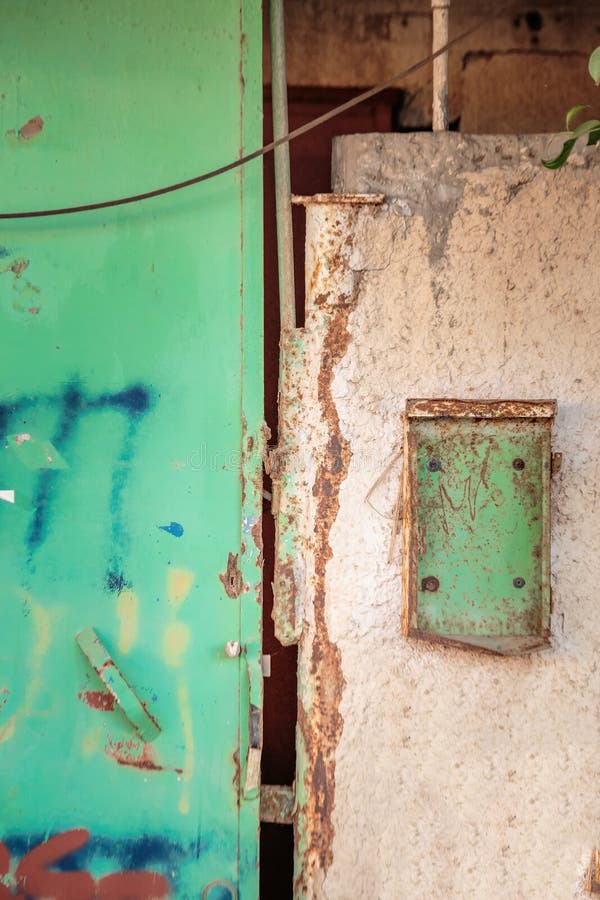 Green post box on old wall stock image. Image of exterior - 61937865