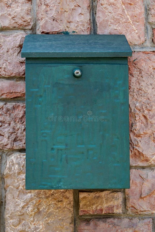 Green Post Box on the Wall of a Building Stock Photo - Image of ...