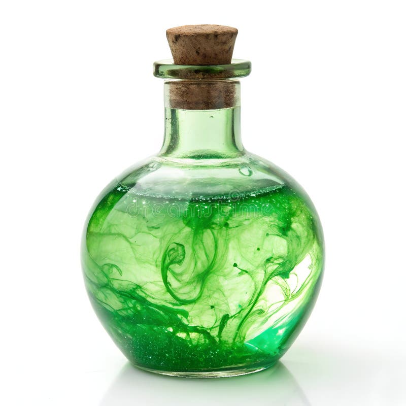 Green Potion for Halloween Spell Isolated on White Background Stock ...