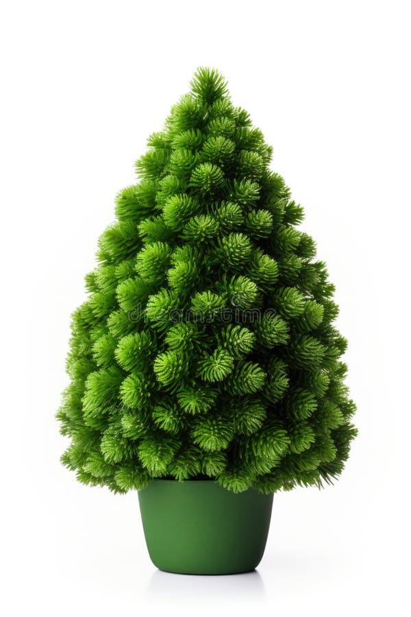 A Green Potted Christmas Tree on a White Surface Stock Illustration ...