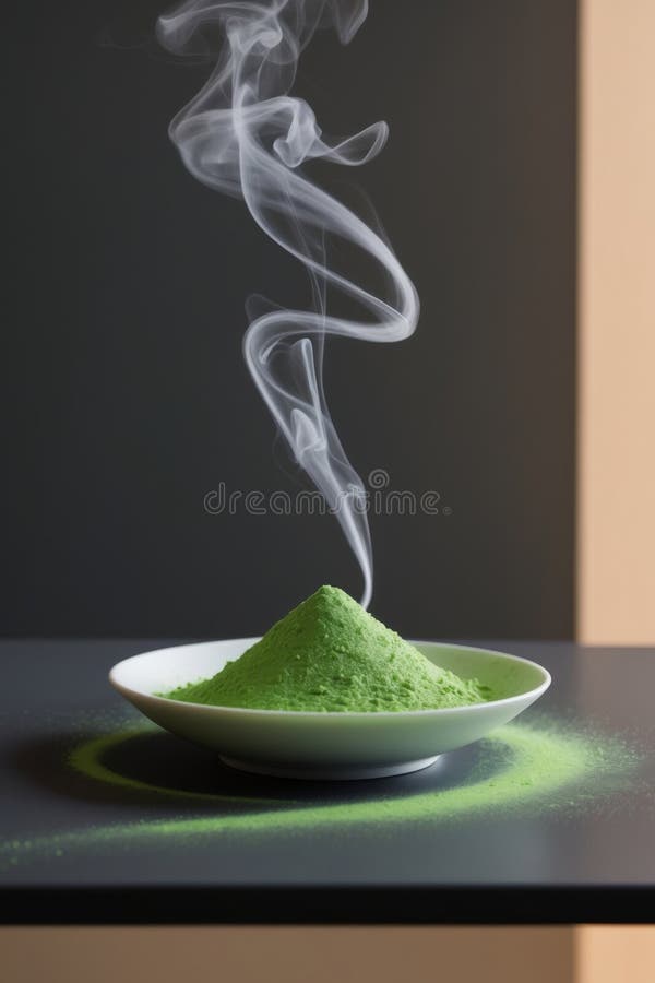 Green Powder in a Bowl with Steam Rising Above. Stock Photo - Image of ...