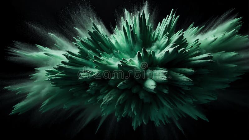 Green Powder Center Radial Explosion Isolated in Black Ai Generated ...