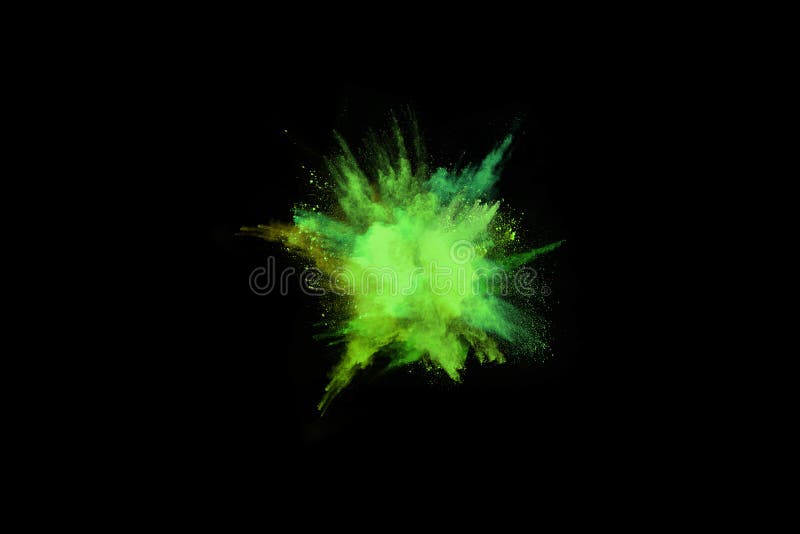 Green Powder Explosion on Black Background. Stock Image - Image of ...