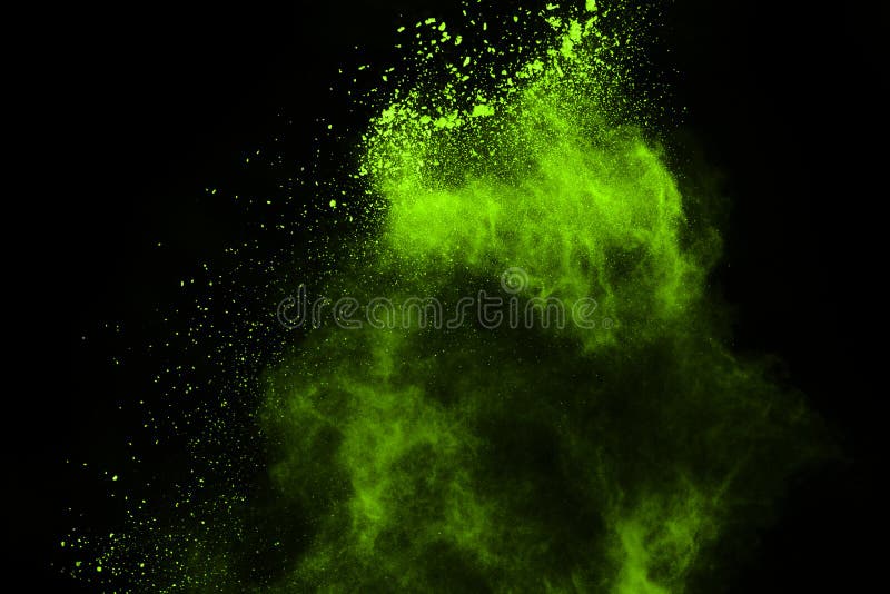 Green Powder Explosion on Black Background. Stock Photo - Image of ...