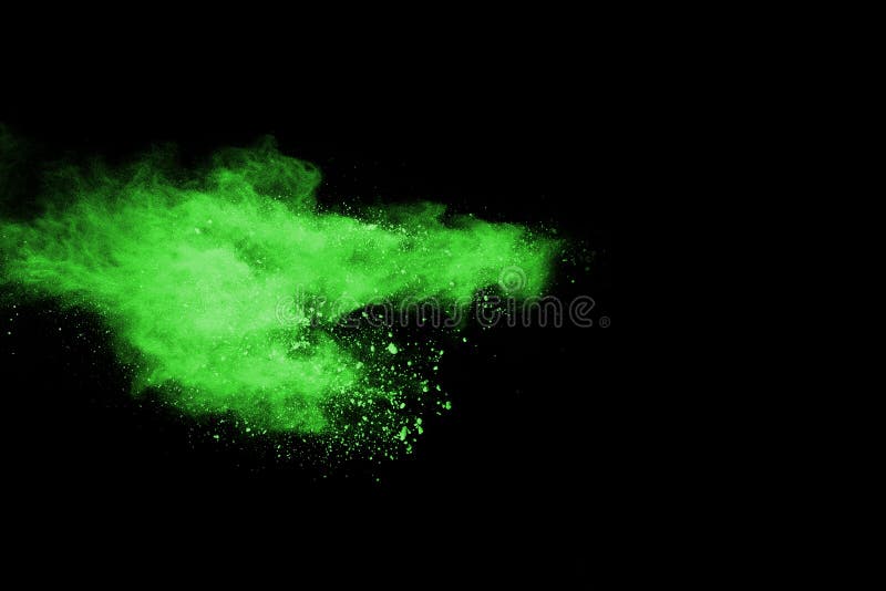 Green Powder Explosion on Black Background. Stock Image - Image of ...