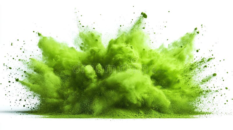 Green Powder Explosion Isolated on White Background Stock Illustration ...