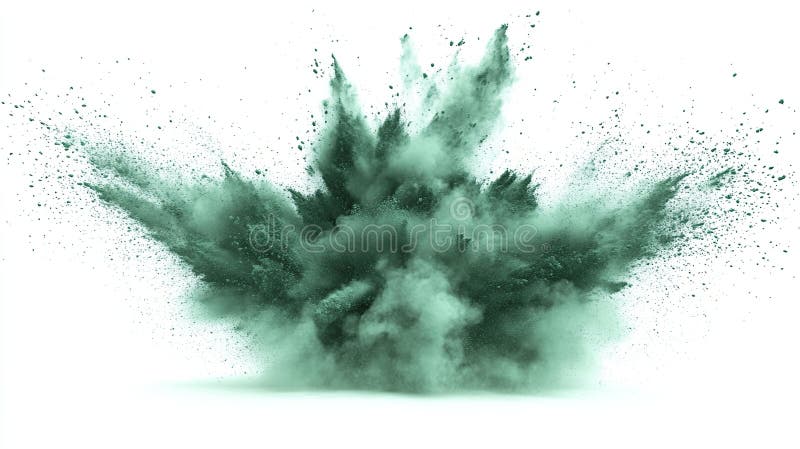 Green Powder Explosion Isolated on White Background Stock Illustration ...
