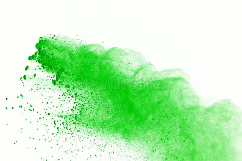 Green Powder Explosion Isolated on White Background. Abstract of Stock ...
