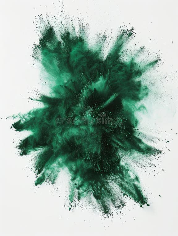 A Green Powder Explosion on a White Background Stock Image - Image of ...