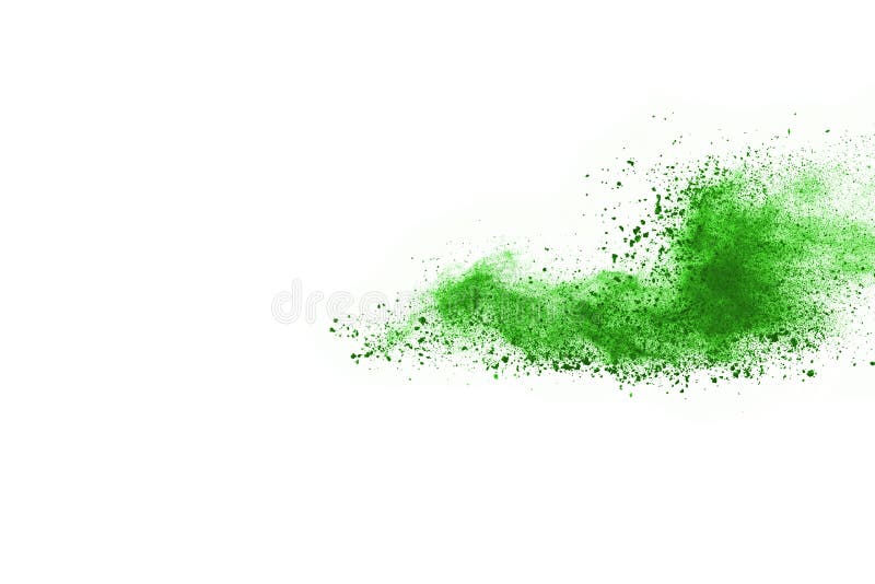 Green Powder Explosion on White Background. Stock Image - Image of ...
